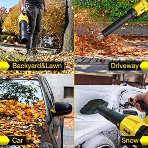 SHOP·AIR 20V Cordless Leaf Blower, 450CFM/110MPH Brushless Blower with Variable Speed, Lightweight for Lawn Care Snow Blowing Yard Cleaning, 4.0Ah Battery (Quick Charger Included)