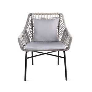 Amazon Basics Outdoor All Weather Rope Club Chair with Steel Frame and Cushions - 2 Pack, Gray