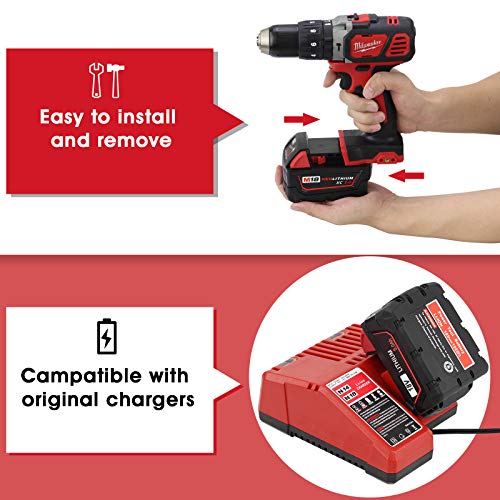 【Upgraded to 6000mAh】Replacement Lithium Battery for Milwaukee M18 Battery for Milwaukee 18V Battery 48-11-1815 48-11-1820 48-11-1828 48-11-1850 Compatible with Milwaukee 18V Cordless Power Tools