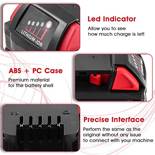 【Upgraded to 6000mAh】Replacement Lithium Battery for Milwaukee M18 Battery for Milwaukee 18V Battery 48-11-1815 48-11-1820 48-11-1828 48-11-1850 Compatible with Milwaukee 18V Cordless Power Tools