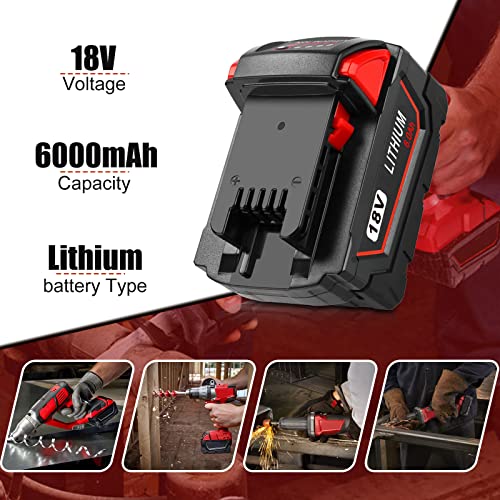 【Upgraded to 6000mAh】Replacement Lithium Battery for Milwaukee M18 Battery for Milwaukee 18V Battery 48-11-1815 48-11-1820 48-11-1828 48-11-1850 Compatible with Milwaukee 18V Cordless Power Tools