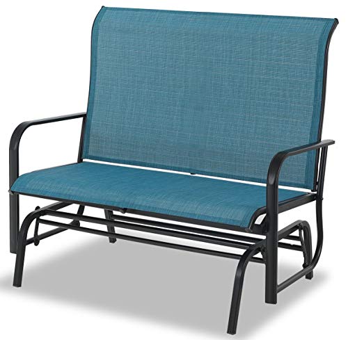 Sophia & William Patio Glider Rocking Chair for 2 Person, Outdoor Swing Love Seat Rocker Chair Bench of Sling Fabric and Power Coating Metal Frame for Porch, Balcony, Backyard