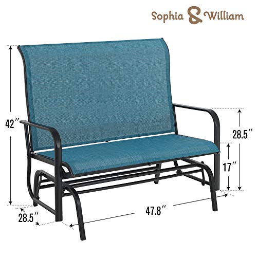 Sophia & William Patio Glider Rocking Chair for 2 Person, Outdoor Swing Love Seat Rocker Chair Bench of Sling Fabric and Power Coating Metal Frame for Porch, Balcony, Backyard