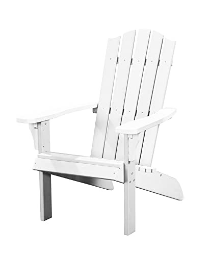 Vobelta Adirondack Chair, Premium Poly Lumber, Ergonomic Design and Comfort, Heavy Duty, Weatherproof, Outdoor Patio Garden Classic Adirondack Chairs, Waves Collection (White)