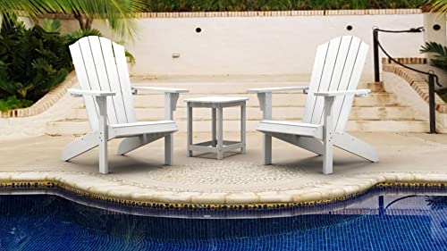 Vobelta Adirondack Chair, Premium Poly Lumber, Ergonomic Design and Comfort, Heavy Duty, Weatherproof, Outdoor Patio Garden Classic Adirondack Chairs, Waves Collection (White)