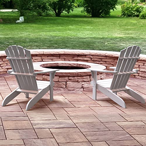 Vobelta Adirondack Chair, Premium Poly Lumber, Ergonomic Design and Comfort, Heavy Duty, Weatherproof, Outdoor Patio Garden Classic Adirondack Chairs, Waves Collection (White)