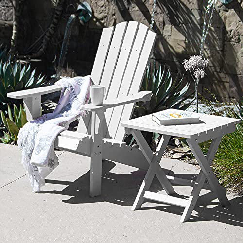 Vobelta Adirondack Chair, Premium Poly Lumber, Ergonomic Design and Comfort, Heavy Duty, Weatherproof, Outdoor Patio Garden Classic Adirondack Chairs, Waves Collection (White)