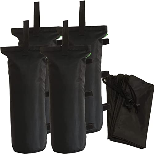 Canopy Tent Weights for Pop Up Canopy Tent - Canopy Sand Bags,Reinforced Stitching,1680D Oxford Fabric Material with 4 Inner Pockets Sand Bag, Easy to Install, 112 Lbs Capacity, 4-Pack (Black)