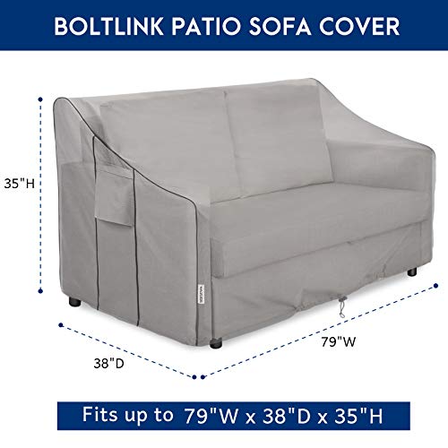 BOLTLINK Outdoor Patio Furniture Covers Waterproof,Durable 3-Seater Sofa Cover Fits up to 79W x 38D x 35H inches