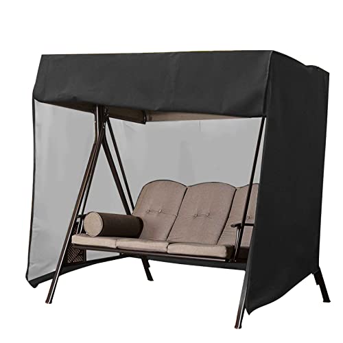 Patio Swing Cover Outdoor 420D 3 Triple Seater Hammock Swing Glider Cover Waterproof All Weather Protection Outdoor Furniture Protector 86 x 48 x 67 Inch Black