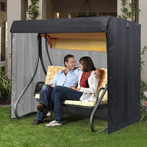 Patio Swing Cover Outdoor 420D 3 Triple Seater Hammock Swing Glider Cover Waterproof All Weather Protection Outdoor Furniture Protector 86 x 48 x 67 Inch Black