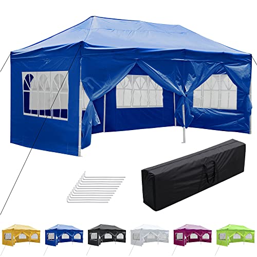 Yescom 10x20' Heavy Duty Enclosed Pop Up Canopy Folding with 4 Sidewalls for Outdoor Event Vendor Farmer Flea Market Tent Navy