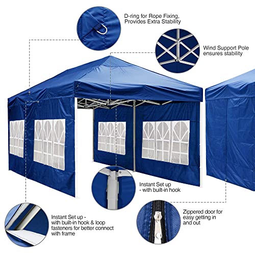 Yescom 10x20' Heavy Duty Enclosed Pop Up Canopy Folding with 4 Sidewalls for Outdoor Event Vendor Farmer Flea Market Tent Navy