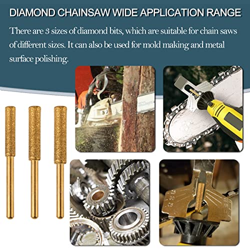 CYCHIRV 18PCS Diamond Chainsaw Sharpener Bits, Diamond Stone Chain Saw Chainsaw Sharpener for Polishing Chain Grinding Tool (5/32'', 3/16'', 7/32'')