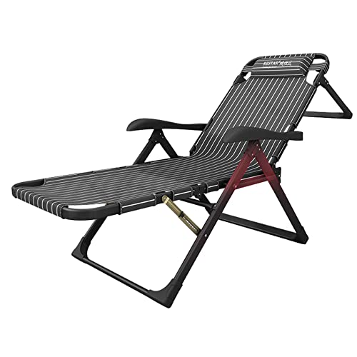 ABaippj Sun Lounger Portable Folding Camping Bed Reclining Lounge Chair with Pillow Load Capacity 200 kg Adjustable for Garden Camping Travel