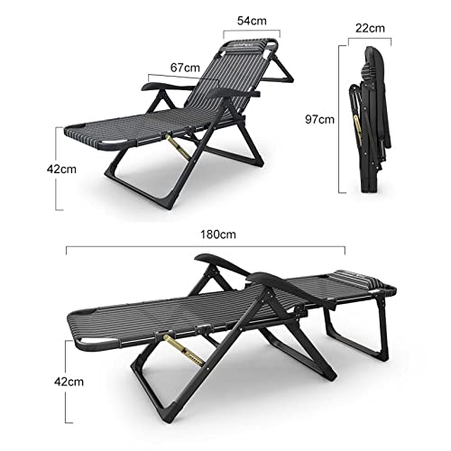 ABaippj Sun Lounger Portable Folding Camping Bed Reclining Lounge Chair with Pillow Load Capacity 200 kg Adjustable for Garden Camping Travel