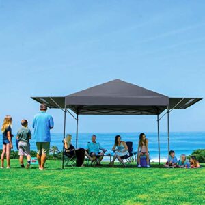 MASTERCANOPY 10x10 Pop-up Gazebo Canopy Tent with Double Awnings Dark Gray