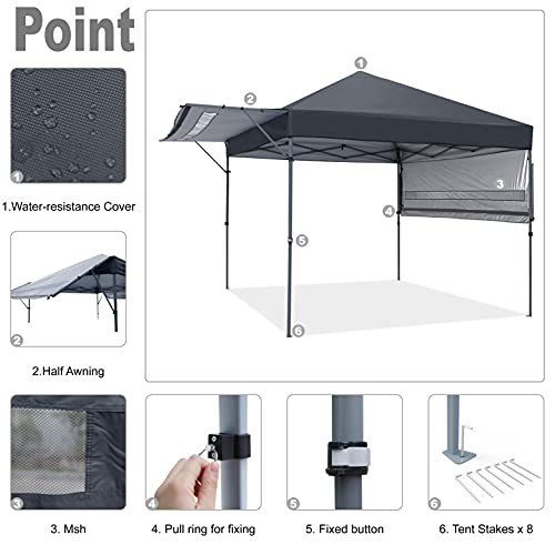 MASTERCANOPY 10x10 Pop-up Gazebo Canopy Tent with Double Awnings Dark Gray