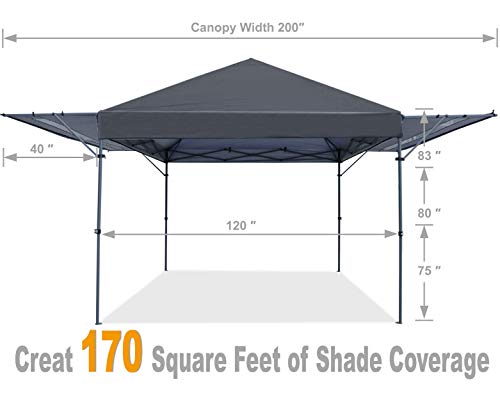 MASTERCANOPY 10x10 Pop-up Gazebo Canopy Tent with Double Awnings Dark Gray