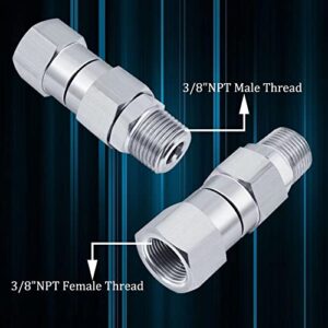 Pressure Washer Swivel Joint-4000 PSI 3/8 inch NPT-M Thread Pressure Washer Hose Swivel Fitting- Stainless Steel Pressure Washer Swivel,for Eliminates Hose Kinks (Silver-1pcs)