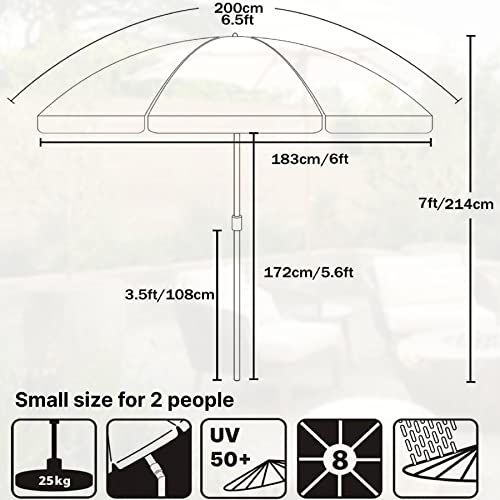 AMMSUN Patio Umbrella 6.5 ft Market Table Umbrella Tilt Steel Pole UPF50+ Protection,Great for Outdoor Garden Backyard (Maroon)