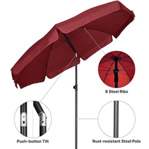 AMMSUN Patio Umbrella 6.5 ft Market Table Umbrella Tilt Steel Pole UPF50+ Protection,Great for Outdoor Garden Backyard (Maroon)