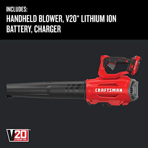 CRAFTSMAN V20 Cordless Leaf Blower, Variable Speed, Up To 100 MPH, with 2 Batteries and Charger (CMCBL720D2)