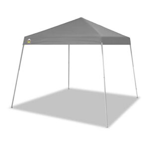 crown shades patented 10ft x 10ft base and 8ft x 8ft top slant leg outdoor pop up portable shade instant folding canopy with carry bag,grey