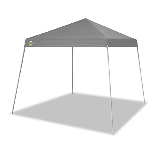 CROWN SHADES Patented 10ft x 10ft Base and 8ft x 8ft Top Slant Leg Outdoor Pop up Portable Shade Instant Folding Canopy with Carry Bag,Grey