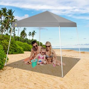 CROWN SHADES Patented 10ft x 10ft Base and 8ft x 8ft Top Slant Leg Outdoor Pop up Portable Shade Instant Folding Canopy with Carry Bag,Grey