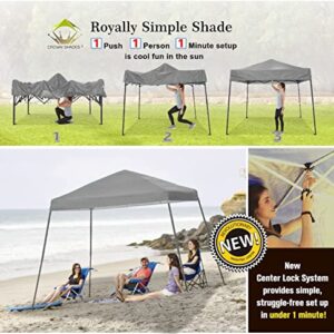 CROWN SHADES Patented 10ft x 10ft Base and 8ft x 8ft Top Slant Leg Outdoor Pop up Portable Shade Instant Folding Canopy with Carry Bag,Grey