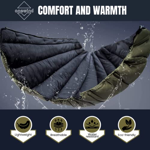 Onewind Premium Hammock Underquilt, Full Length Underquilt with Insulation for Hammock Camping, Hiking, Backpacking and Travel. Lightweight and Portable, 50F, OD Green