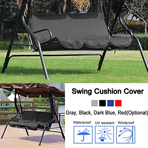 Duokon Patio Outdoor Swing Covers, 3 Triple Seater Hammock Cover Waterproof Windproof Protector for Patio Furniture(Black)