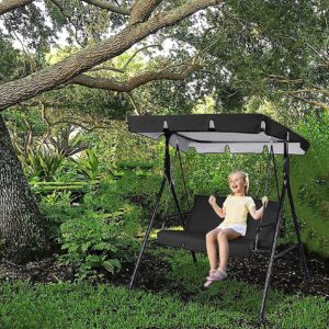 Patio Swing Canopy Waterproof Top Cover Set,210D Oxford Cloth Canopy Cover Universal Garden Swing Seat Canopy Replacement for Garden Patio