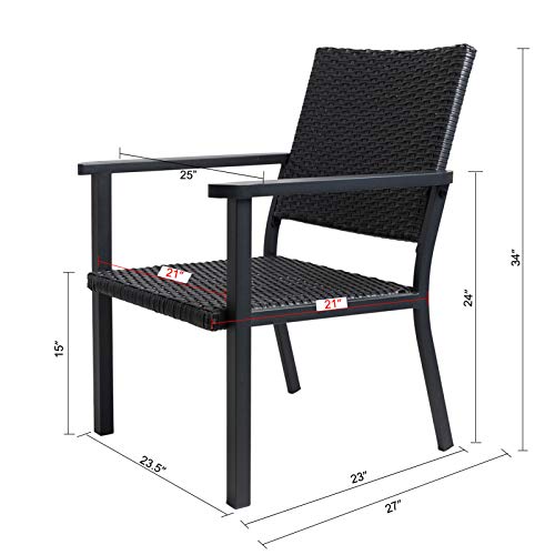 C-Hopetree Outdoor Lounge Chair for Outside Patio Porch, Metal Frame, Black All Weather Wicker