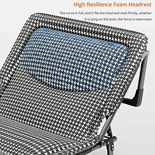 ABaippj Portable Folding Camping Bed Reclining Lounge Beach Garden Patio Recliner Chair Adjustable Bedchair with Pillow for Garden Camping Travel