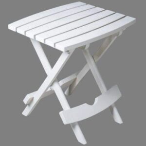 Quik Fold Patio Side Table, Resin, White