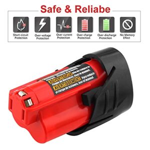 Dosctt 2 Pack 3.0Ah 12V Replacement Battery Compatible with Milwaukee m12 Battery XC Lithium 48-11-2401 48-11-2402 48-11-2411 48-11-2420 48-11-2440