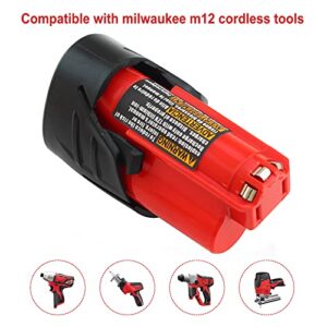 Dosctt 2 Pack 3.0Ah 12V Replacement Battery Compatible with Milwaukee m12 Battery XC Lithium 48-11-2401 48-11-2402 48-11-2411 48-11-2420 48-11-2440