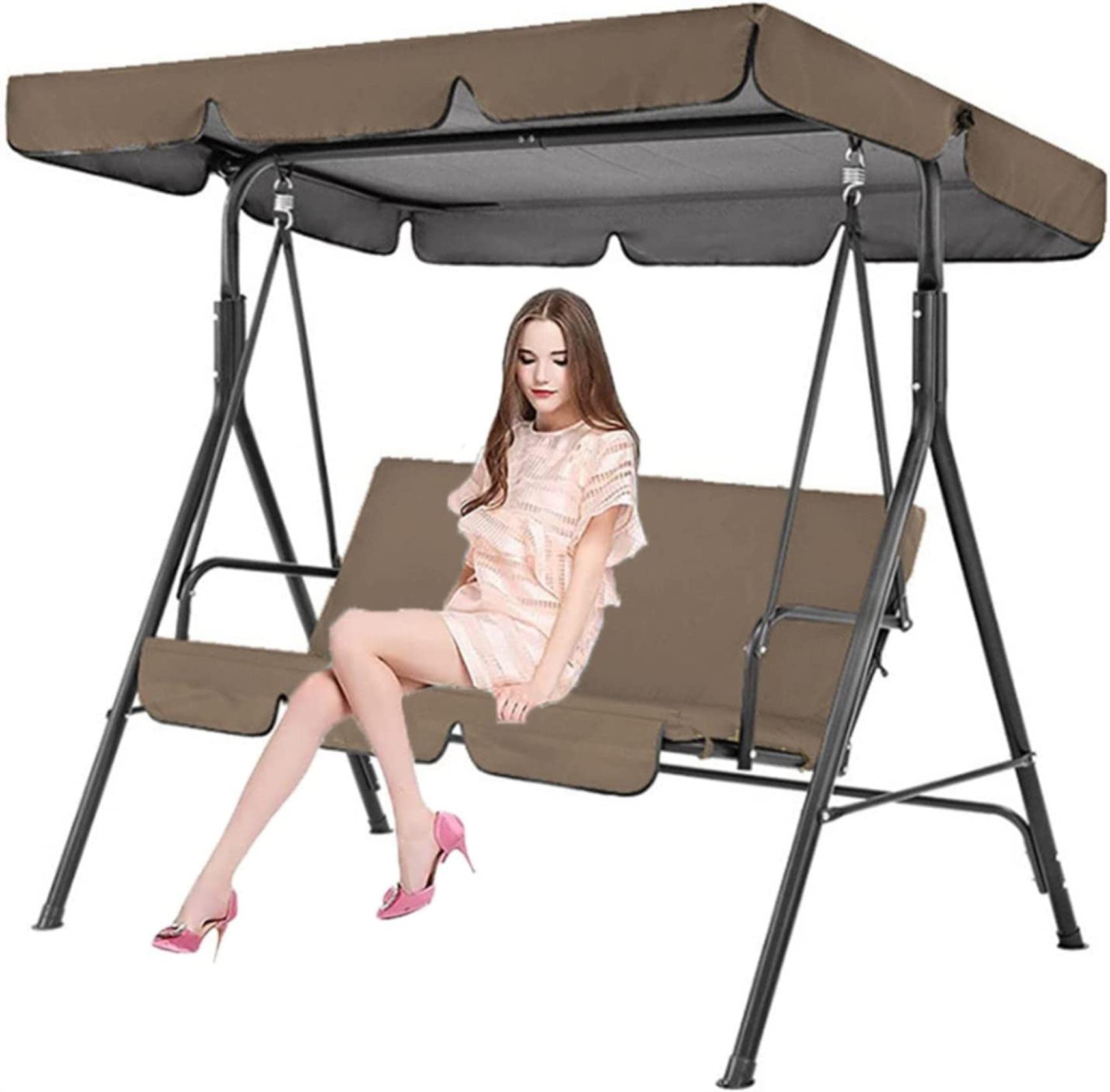 Patio Swing Canopy Waterproof Top Cover Set,210D Oxford Cloth Canopy Cover Universal Garden Swing Seat Canopy Replacement for Garden Patio