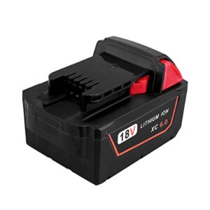 Biswaye 2 Pack 18V 6.0Ah M18 Battery Replacement for Milwaukee 48-11-1850, Replacement for Milwaukee M18 Cordless Power Tools 18V XC Lithium Battery 48-11-1852 48-11-1850 48-11-1862 48-11-1812