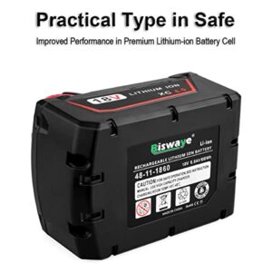 Biswaye 2 Pack 18V 6.0Ah M18 Battery Replacement for Milwaukee 48-11-1850, Replacement for Milwaukee M18 Cordless Power Tools 18V XC Lithium Battery 48-11-1852 48-11-1850 48-11-1862 48-11-1812