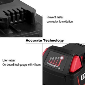 Biswaye 2 Pack 18V 6.0Ah M18 Battery Replacement for Milwaukee 48-11-1850, Replacement for Milwaukee M18 Cordless Power Tools 18V XC Lithium Battery 48-11-1852 48-11-1850 48-11-1862 48-11-1812