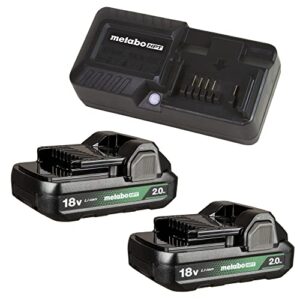 metabo hpt 18v 2-pack batteries and charger kit | 2.0 ah batteries include charge indicator | uc18yksls