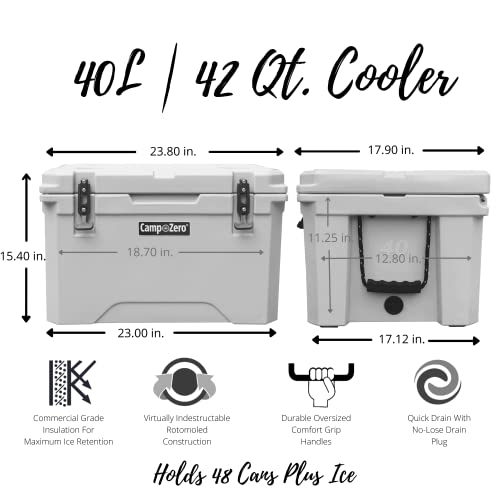 CAMP-ZERO 40 | 42.26 Quart Premium Cooler/Ice Chest with 4 Molded-in Cup Holders | Dark Green