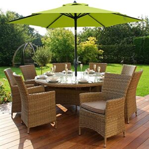 windaze 7.5ft patio table umbrella – outdoor market umbrella with push button tilt and crank for garden, lawn, backyard, deck, pool and beach, yellow lime