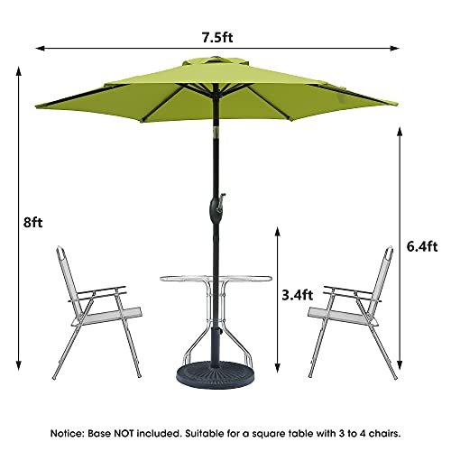 windaze 7.5ft Patio Table Umbrella - Outdoor Market Umbrella with Push Button Tilt and Crank for Garden, Lawn, Backyard, Deck, Pool and Beach, Yellow Lime