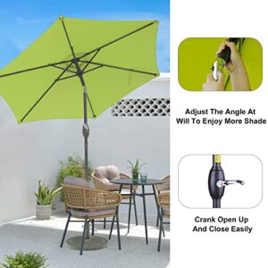 windaze 7.5ft Patio Table Umbrella - Outdoor Market Umbrella with Push Button Tilt and Crank for Garden, Lawn, Backyard, Deck, Pool and Beach, Yellow Lime