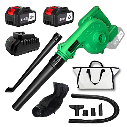 Tegatok Cordless Leaf Blower and Vacuum Cleaner, 2-in-1 Leaf Blower Cordless with Battery and Charger, Lightweight Multifunctional Mini Leaf Blower Kit, Electric Leaf Blowers for Lawn Care, Dust