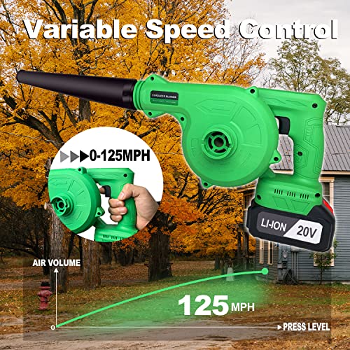 Tegatok Cordless Leaf Blower and Vacuum Cleaner, 2-in-1 Leaf Blower Cordless with Battery and Charger, Lightweight Multifunctional Mini Leaf Blower Kit, Electric Leaf Blowers for Lawn Care, Dust